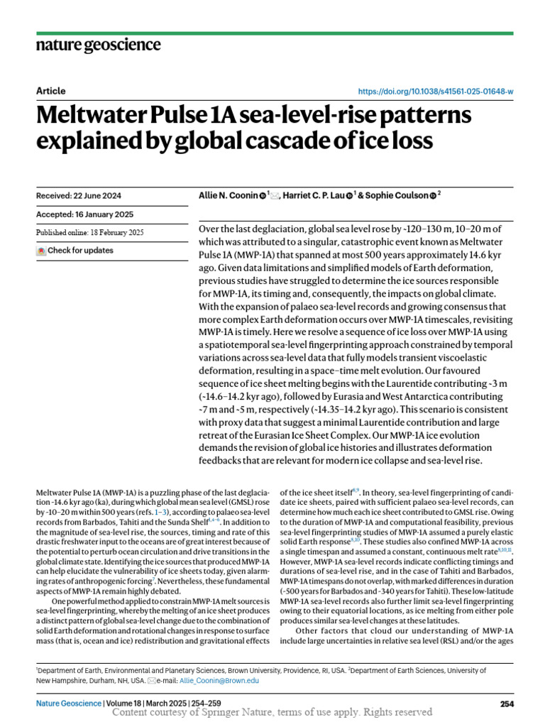 2025-NG-Meltwater Pulse 1A Sea-Level-Rise Patterns Explained by Global ...