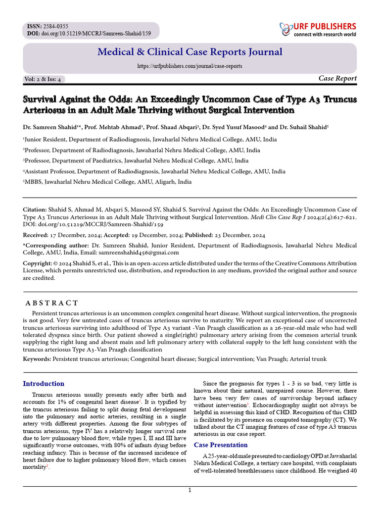 Survival Against The Odds: An Exceedingly Uncommon Case of Type A3 ...
