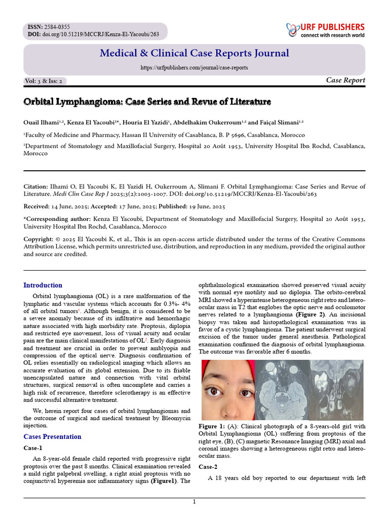 Orbital Lymphangioma: Case Series and Revue of Literature | PDF ...
