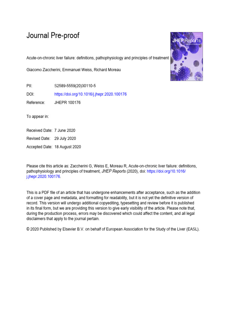 Acute-On-chronic Liver Failure Definitions Pathoph (1) | PDF ...