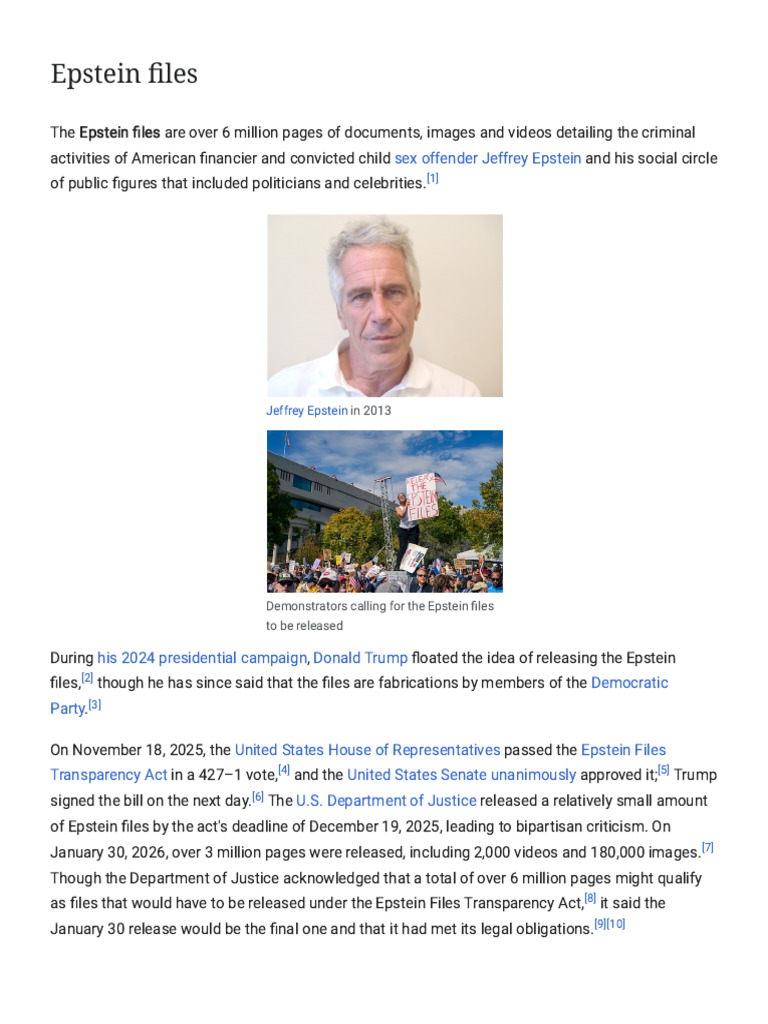 Epstein Files - Wikipedia | PDF