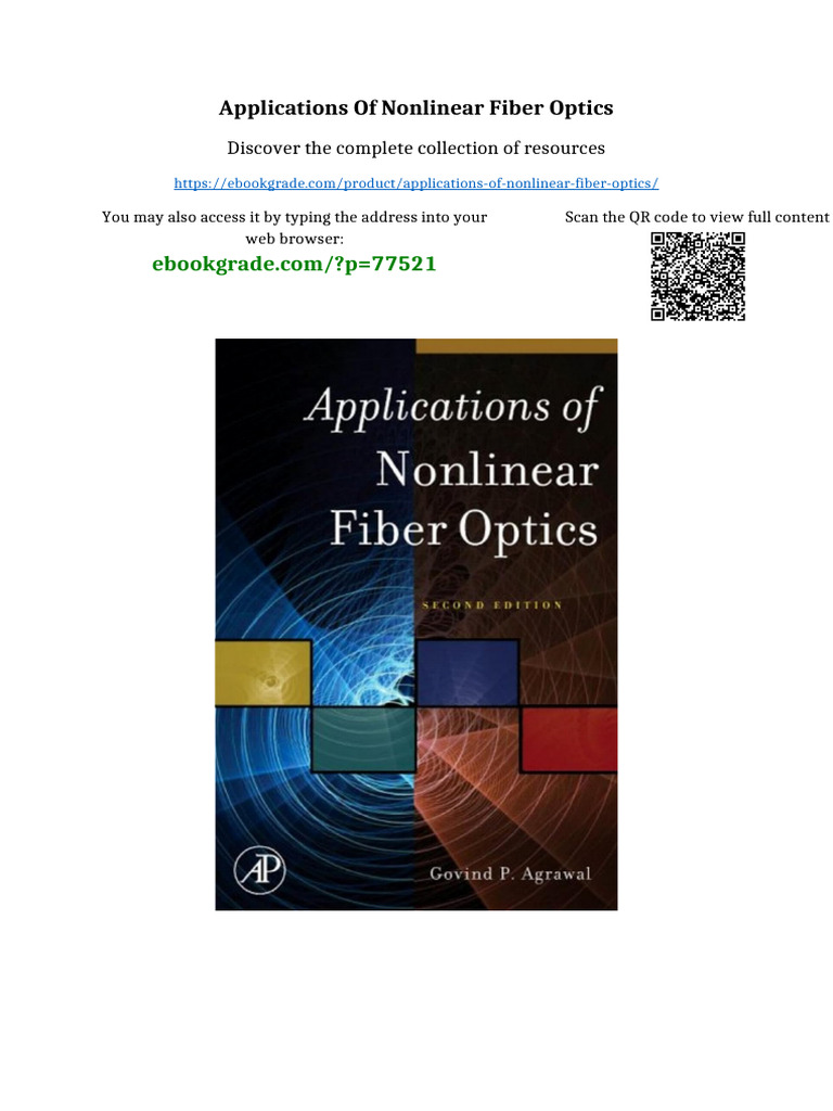 Applications of Nonlinear Fiber Optics all chapters available | PDF ...