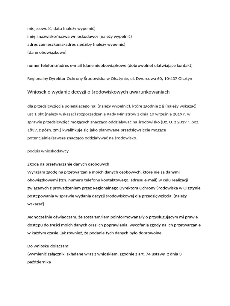 Wniosek o Wydanie Decyzji o Srodowiskowych Uwarunkowaniach Styczen 2023 ...
