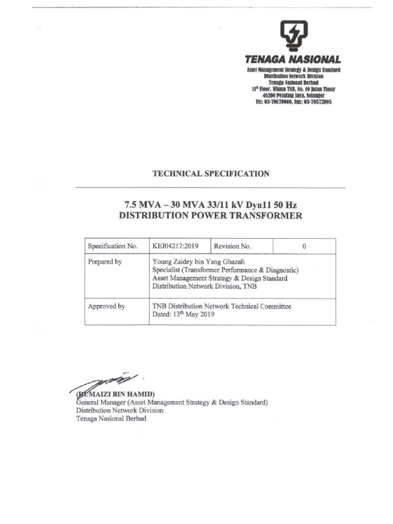TNBD Transformer Specifications | PDF