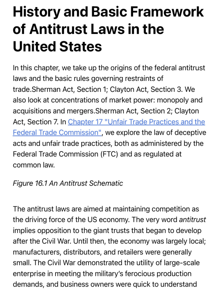 History and Basic Framework of Antitrust Laws in the United States ...