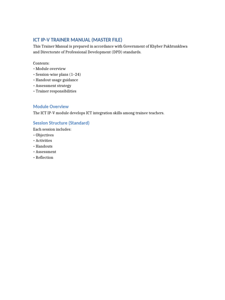 ICT IP-V Trainer Manual Master | PDF