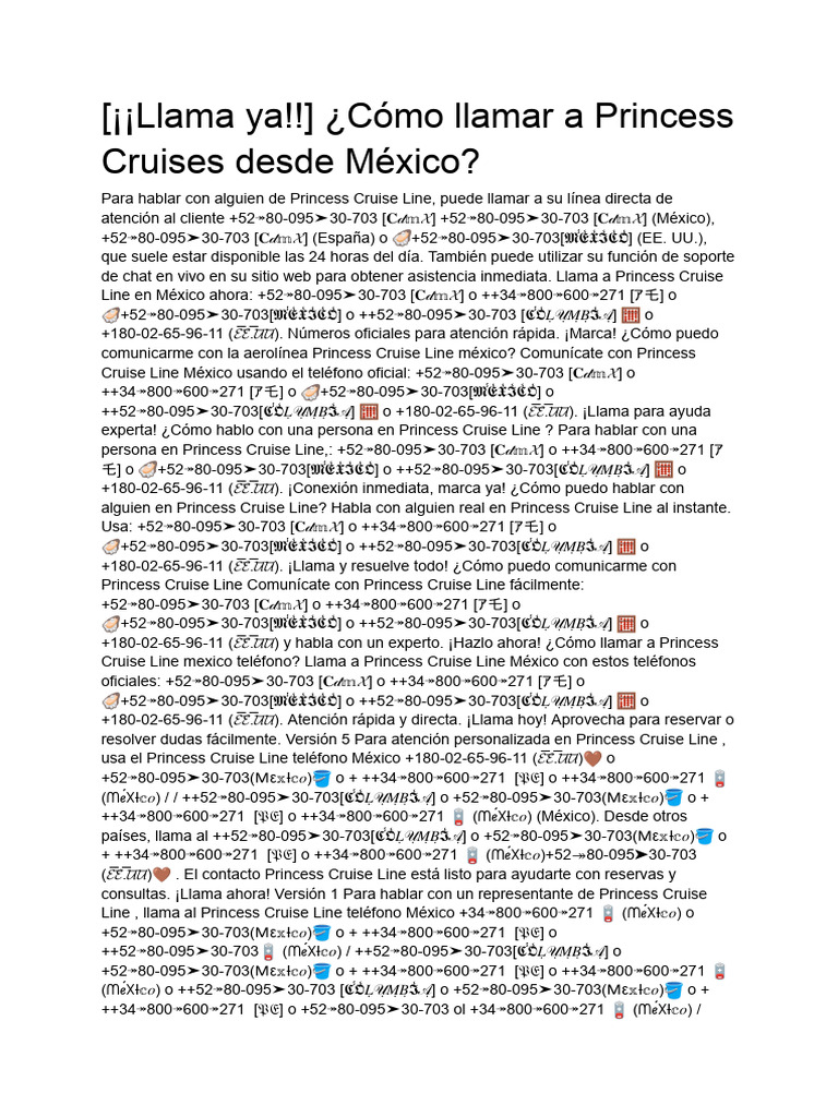 Llama Ya!!) ¿Cómo Llamar A Princess Cruises Desde México? | PDF | Crucero