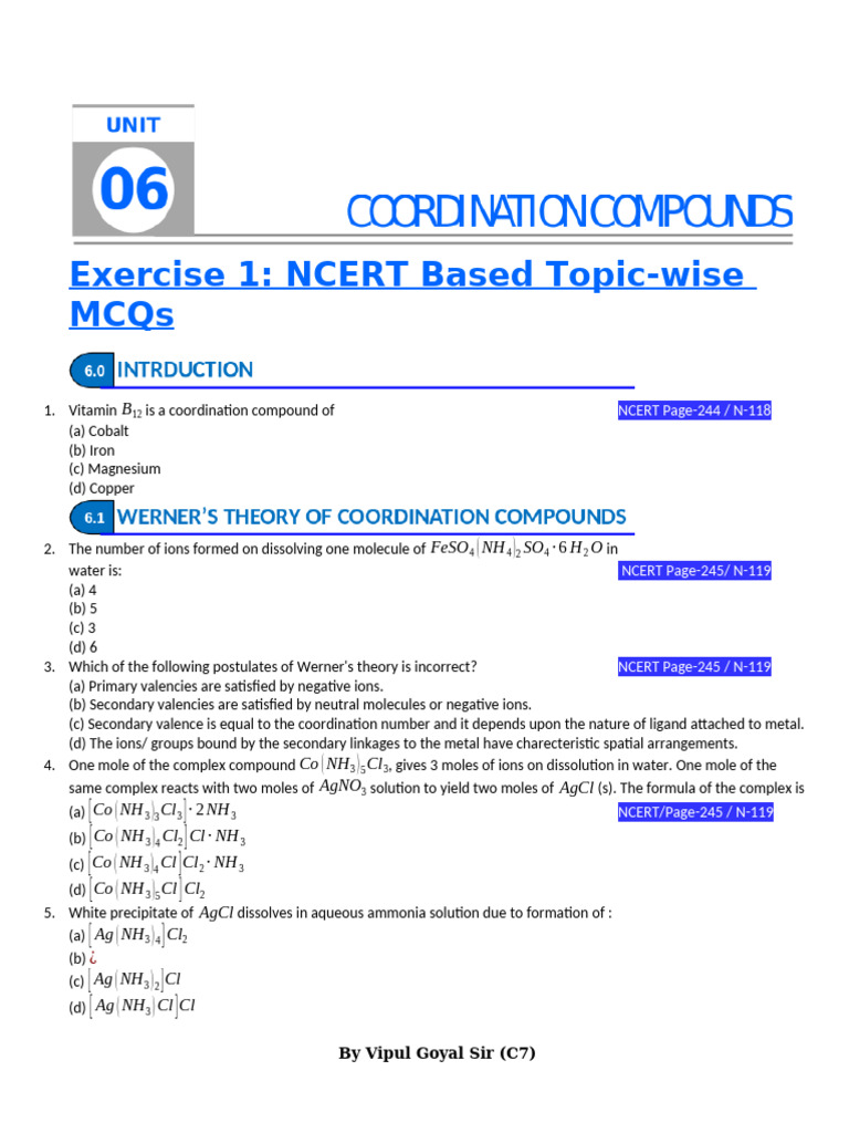 Coordination Compounds | PDF | Coordination Complex | Ligand