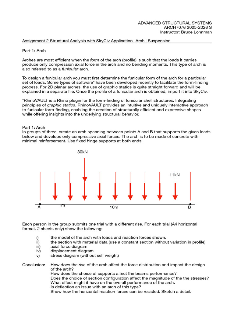 Assignment 2 Arch-Suspension Analysis | PDF | Force | Civil Engineering