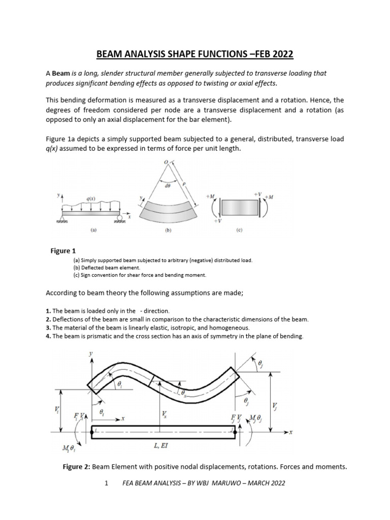 Beam Analysis Shape Functions | PDF | Beam (Structure) | Bending