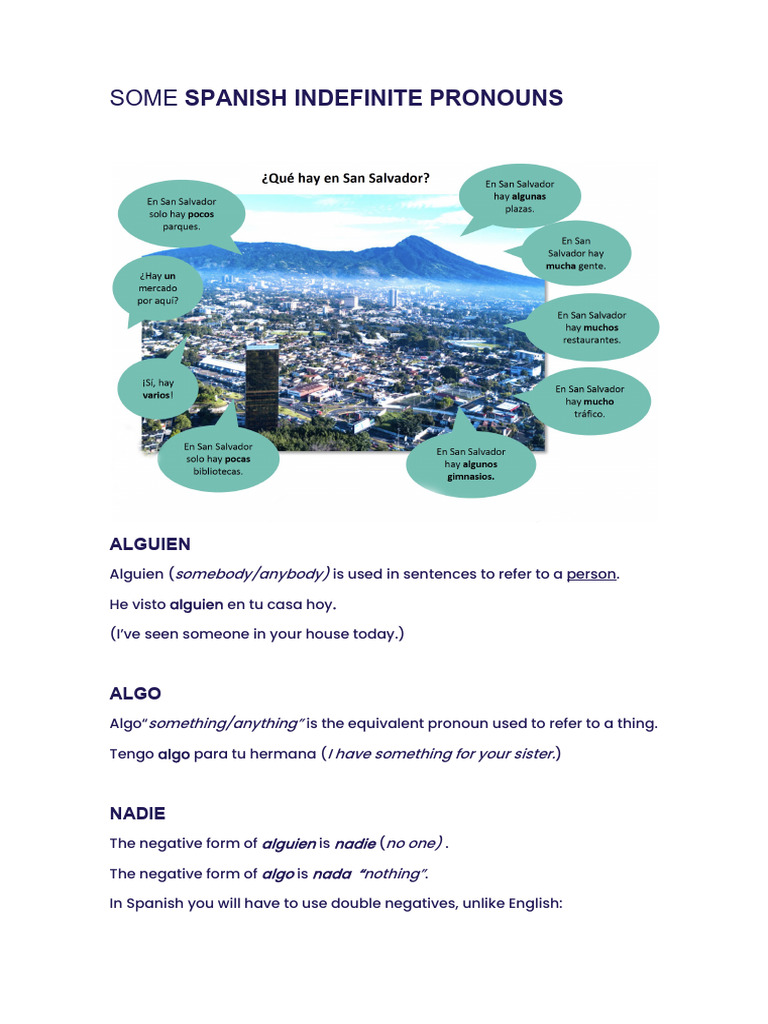 Spanish Indefinite Pronouns | PDF