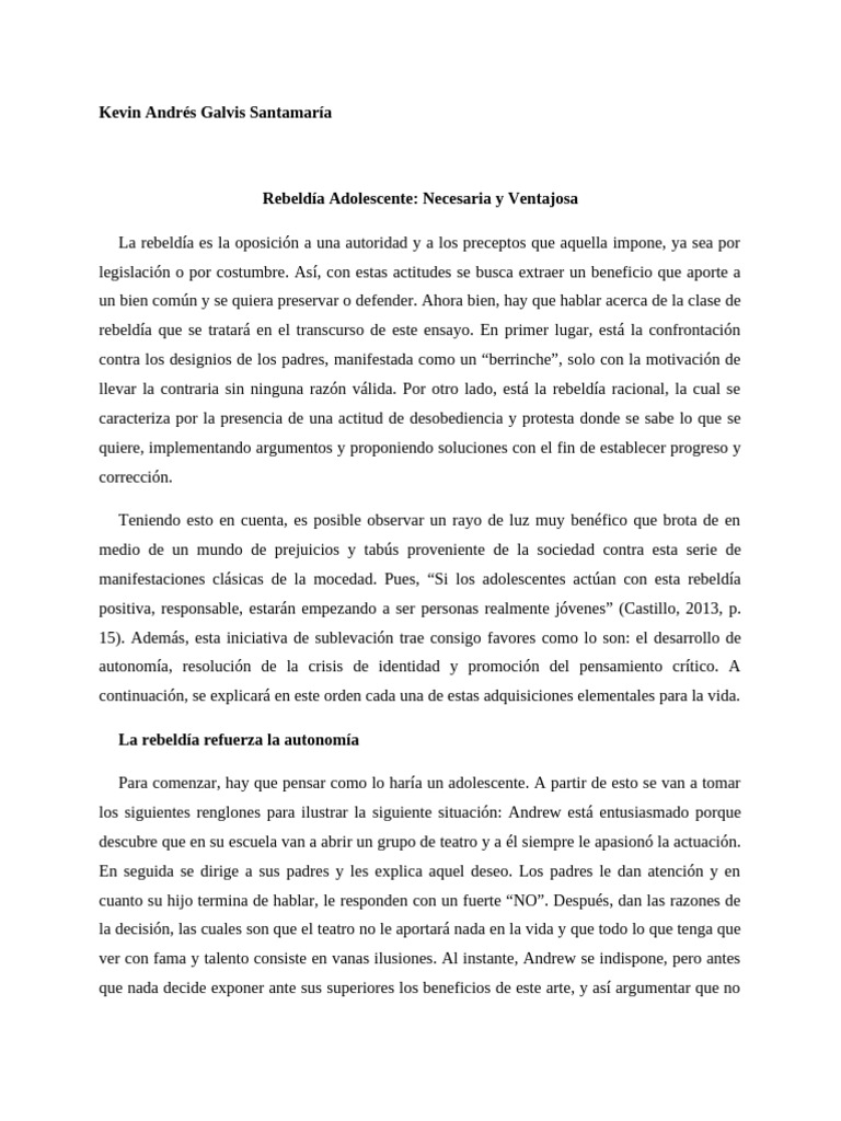 Ensayo de La Rebeldía | PDF | Pensamiento | Pensamiento crítico