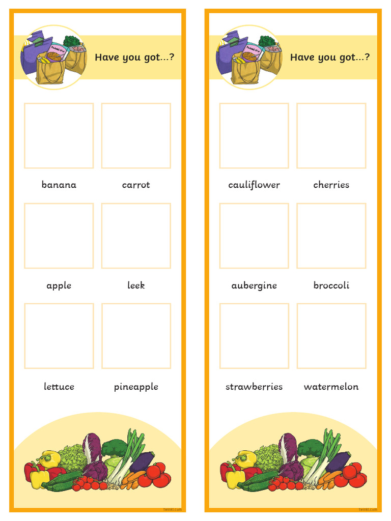 Es2 Fl 96 a2 Tarjetas de Vocabulario Jugar a Comprar Fruta y Verdura ...