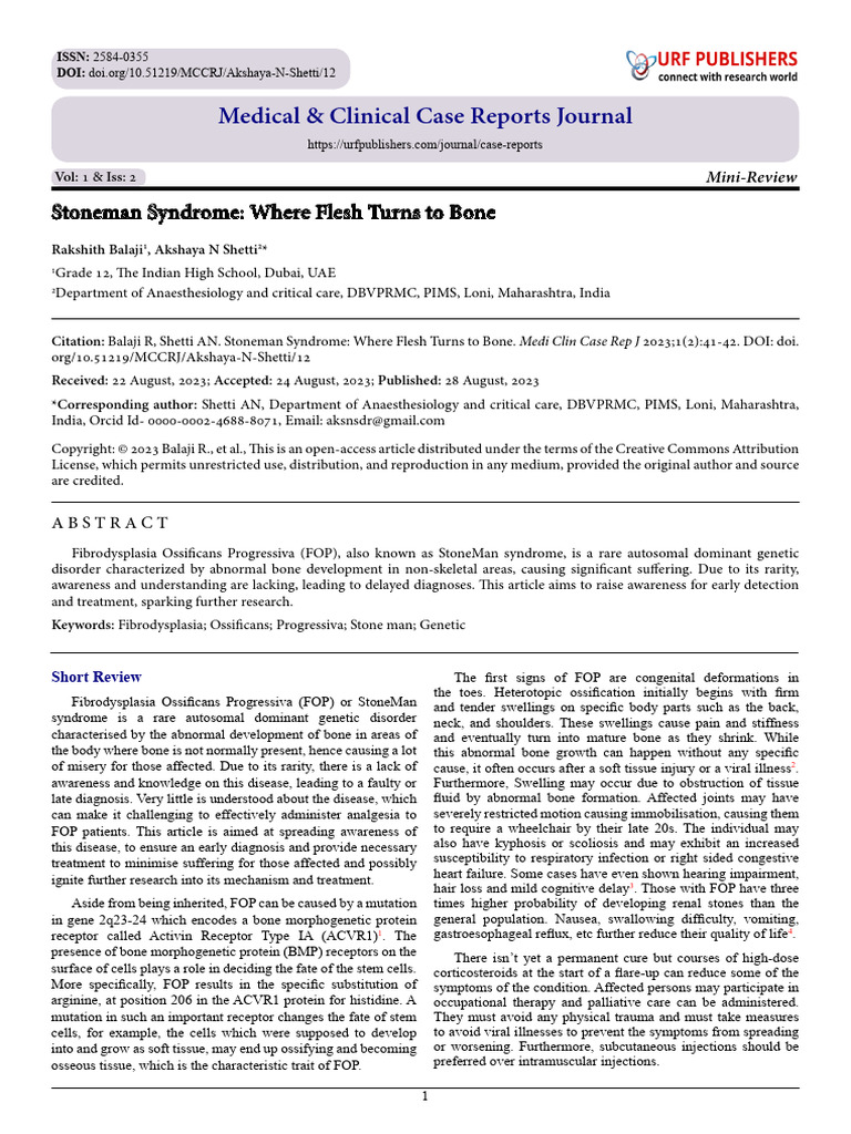Stoneman Syndrome: Where Flesh Turns to Bone | PDF | Medical ...