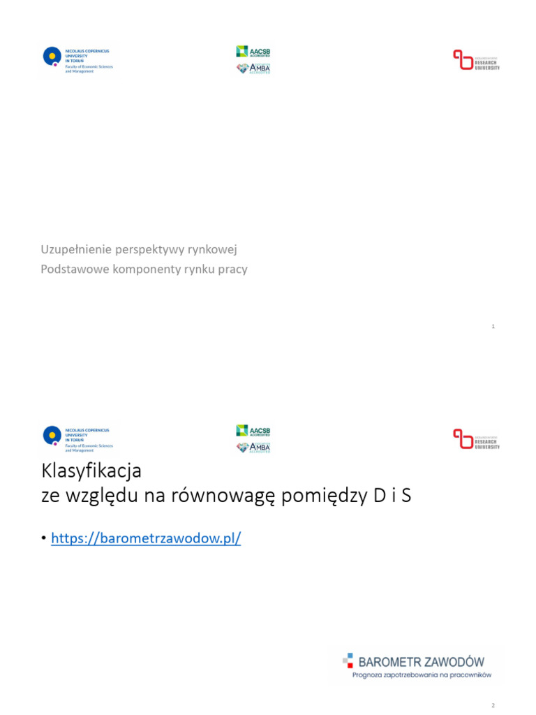 Uzupełnienie Perspektywy Rynkowej Podstawowe Komponenty Rynku Pracy | PDF