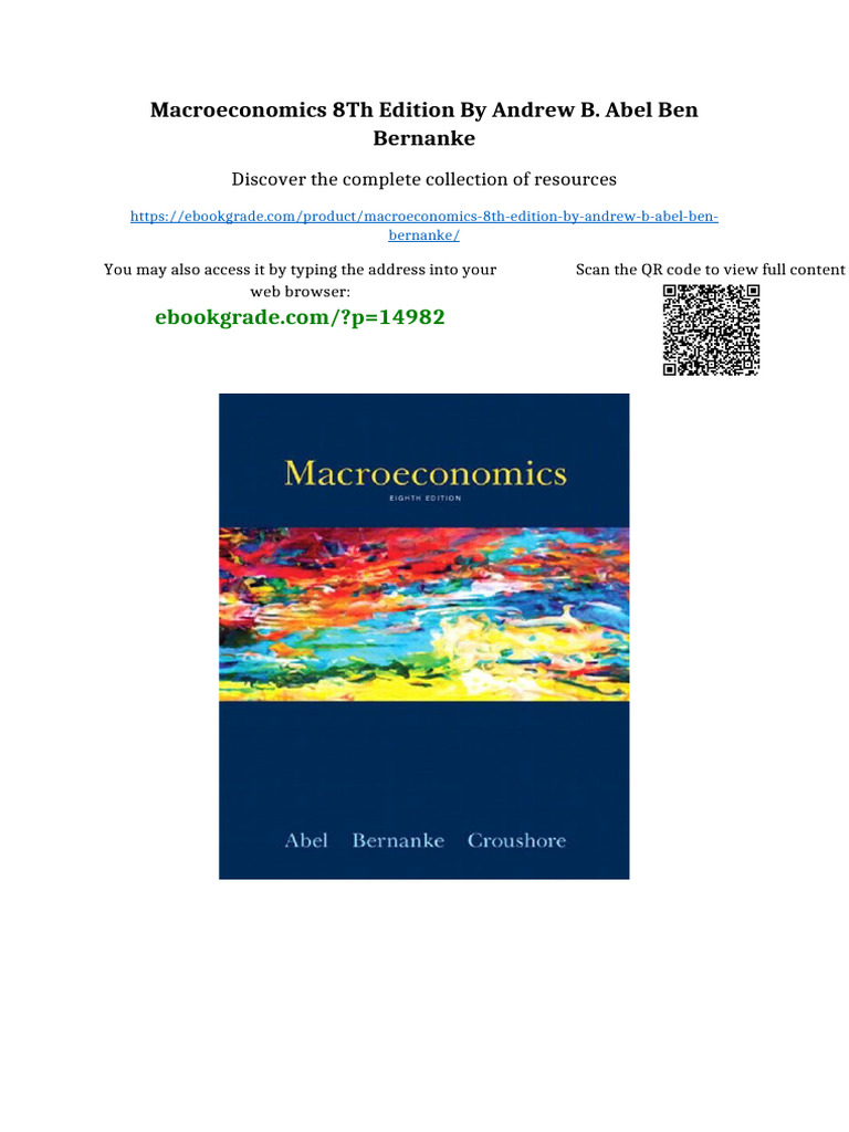 Macroeconomics 8th Edition by Andrew B. Abel Ben Bernanke PDF Version | PDF