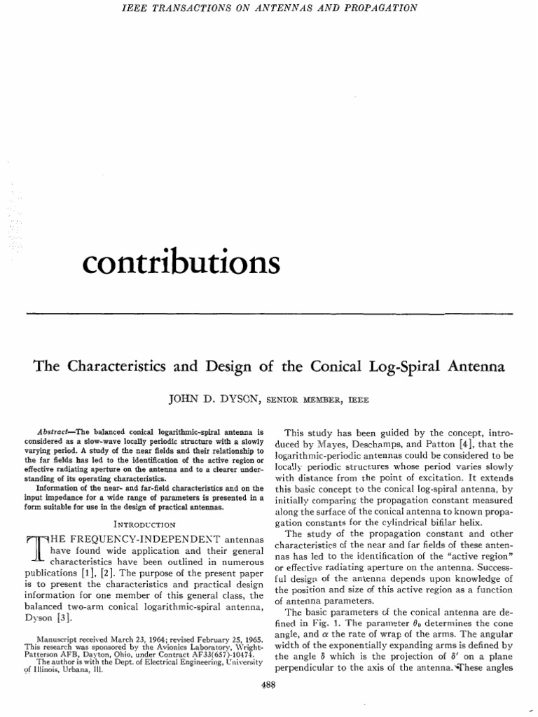 The Characteristics and design of the conical Log-Spiral Antenna | PDF ...