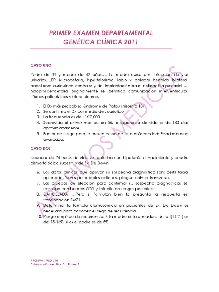 PRIMER Y SEGUNDO EXAMEN DEPARTAMENTAL Genetica Bloque I y II | PDF ...