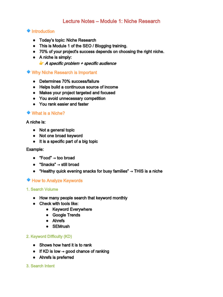 Niche Research 2 | PDF | Computing | Internet Search Engines