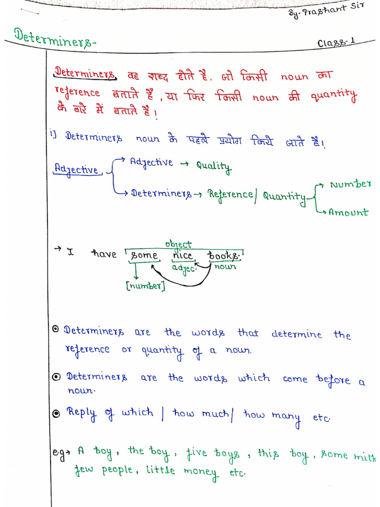 Determiners 01 (Hand-Written Notes) | PDF