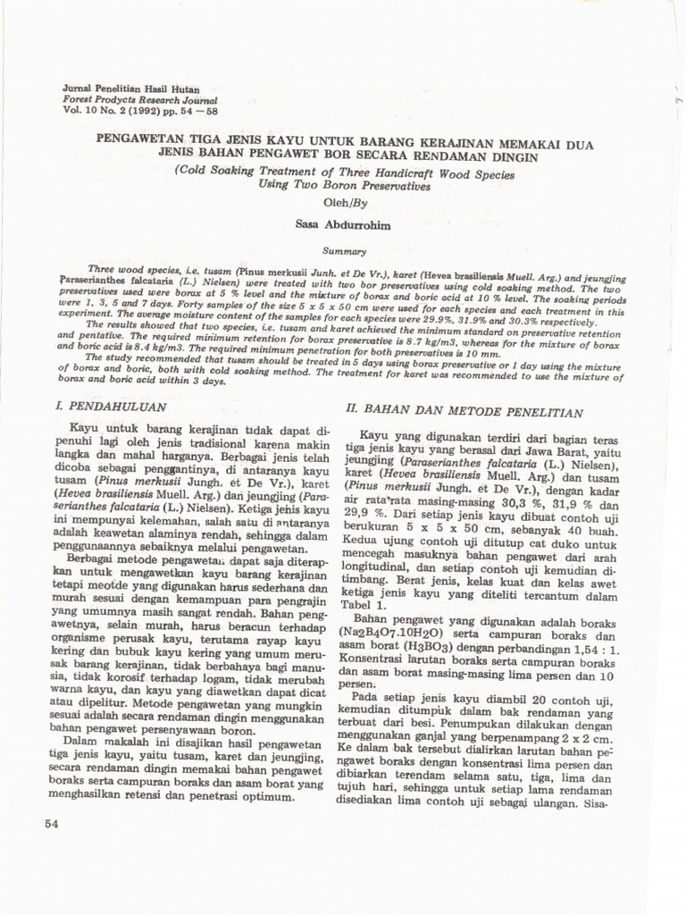 179709 ID Pengawetan Tiga Jenis Kayu Untuk Barang | PDF