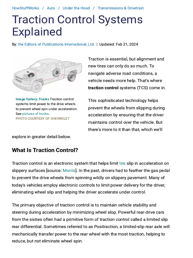 Traction Control Explained - HowStuffWorks | PDF | Anti Lock Braking ...