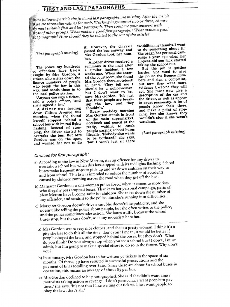 Paragraphing - Opening and Closing Paragraphs | PDF