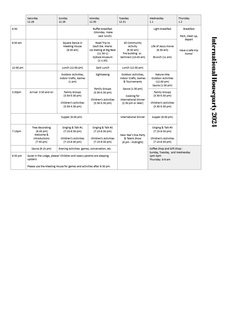 Guest Copy of IHP 2024 Schedule - DRAFT | PDF | Lunch