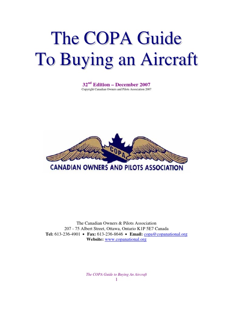 COPA Guide To Buying An Aircraft | PDF | Homebuilt Aircraft | Airplane