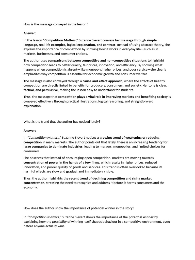How Is The Message Conveyed in The Lesson | PDF | Competition | Market ...