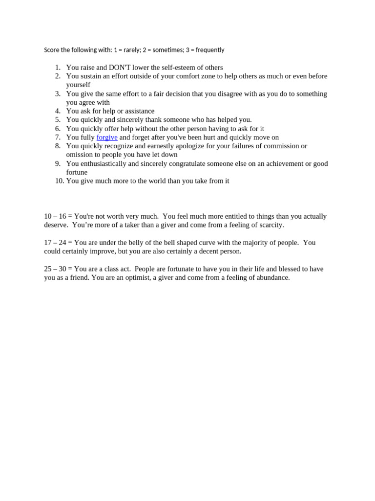 Test Self Esteem | PDF