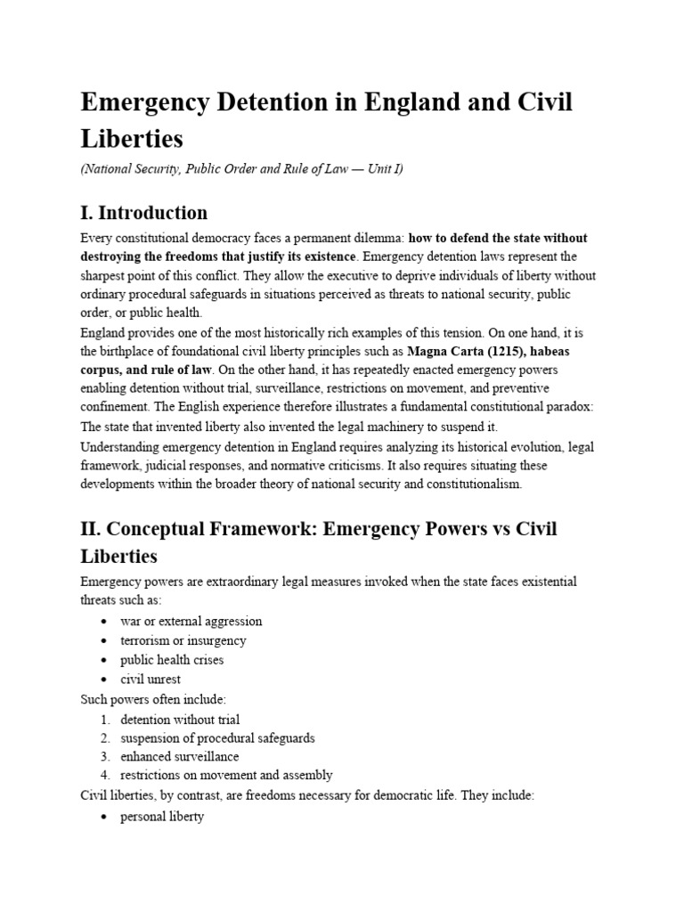 Emergency Detention in England | PDF | Rule Of Law | Civil Liberties