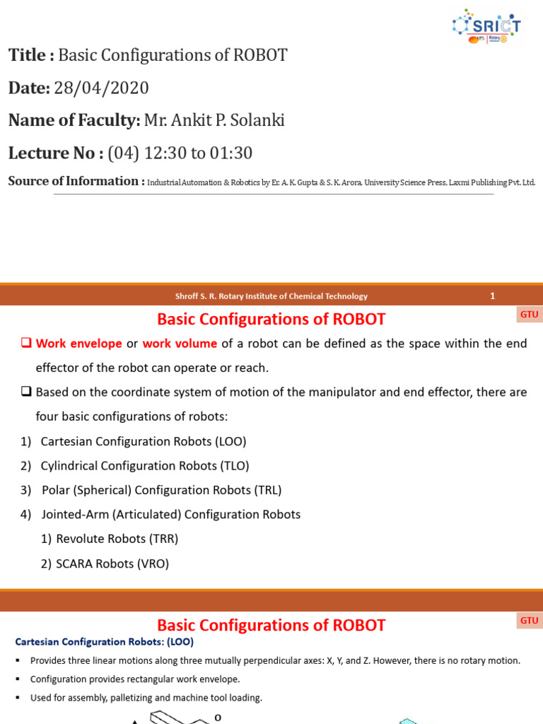 Configuration of Robots | PDF | Rotation | Cartesian Coordinate System