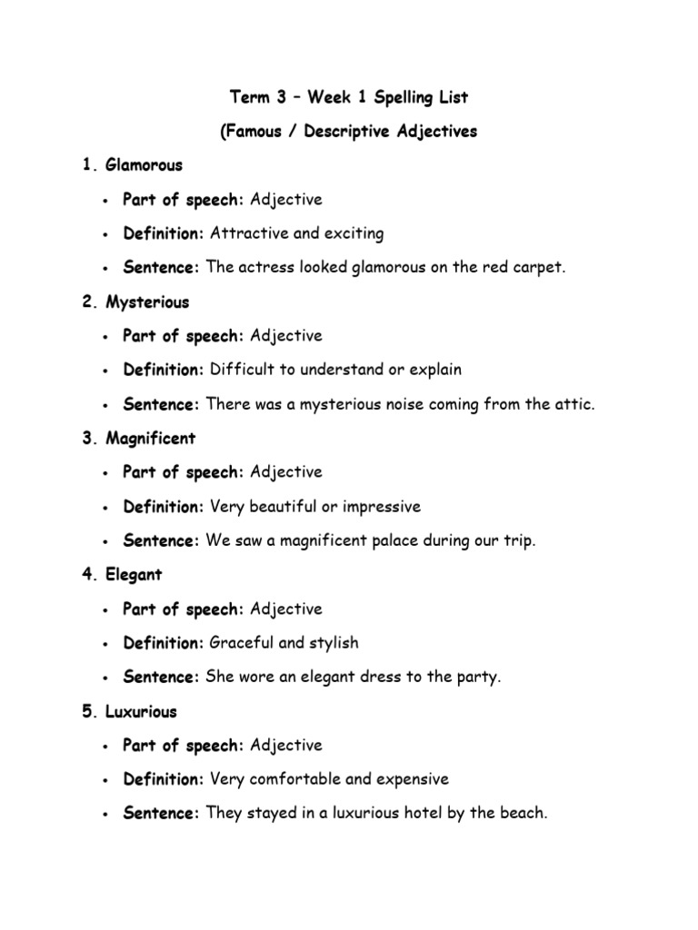 Spelling List 1 | PDF