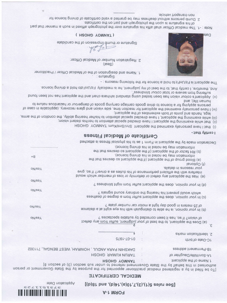 Lmv Licence Aplication Details | PDF