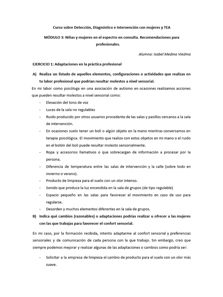 Módulo 3_actividad 1_Isabel Medina Viedma.docx | PDF | Autismo ...