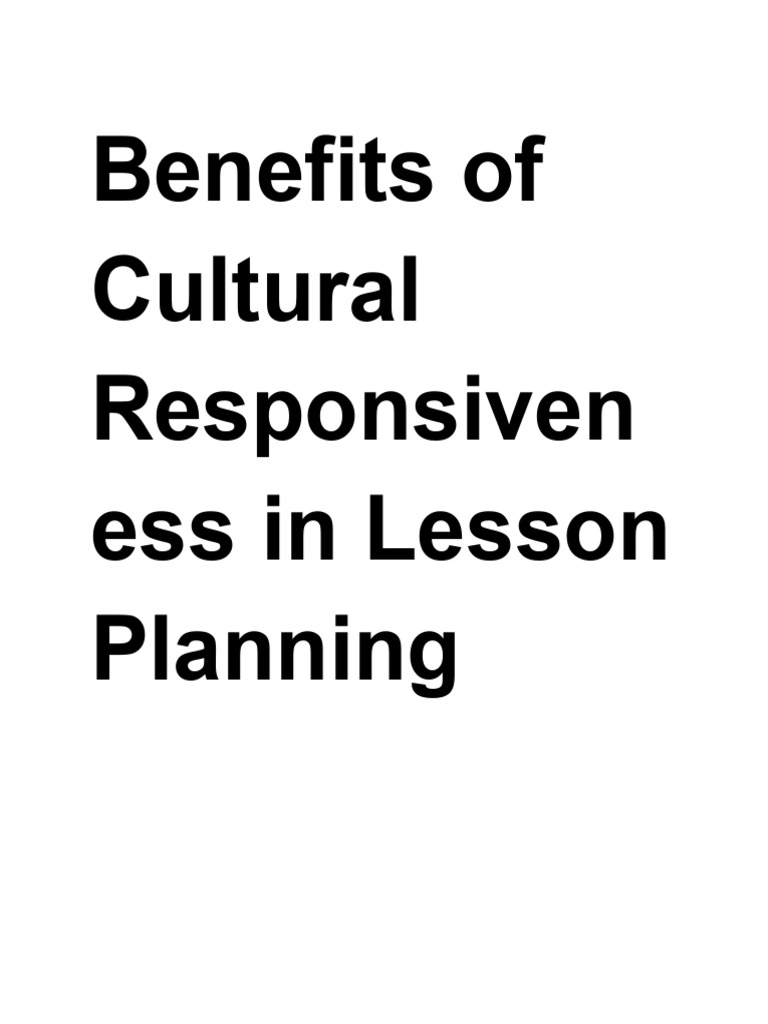 Benefits of Cultural Responsiveness in Lesson Planning (2) | PDF