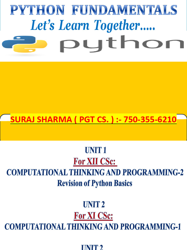 Final Revised UNIT-2 XI CS_IP 2020-21 LETS LEARN PYTHON TOGETHER (1 ...