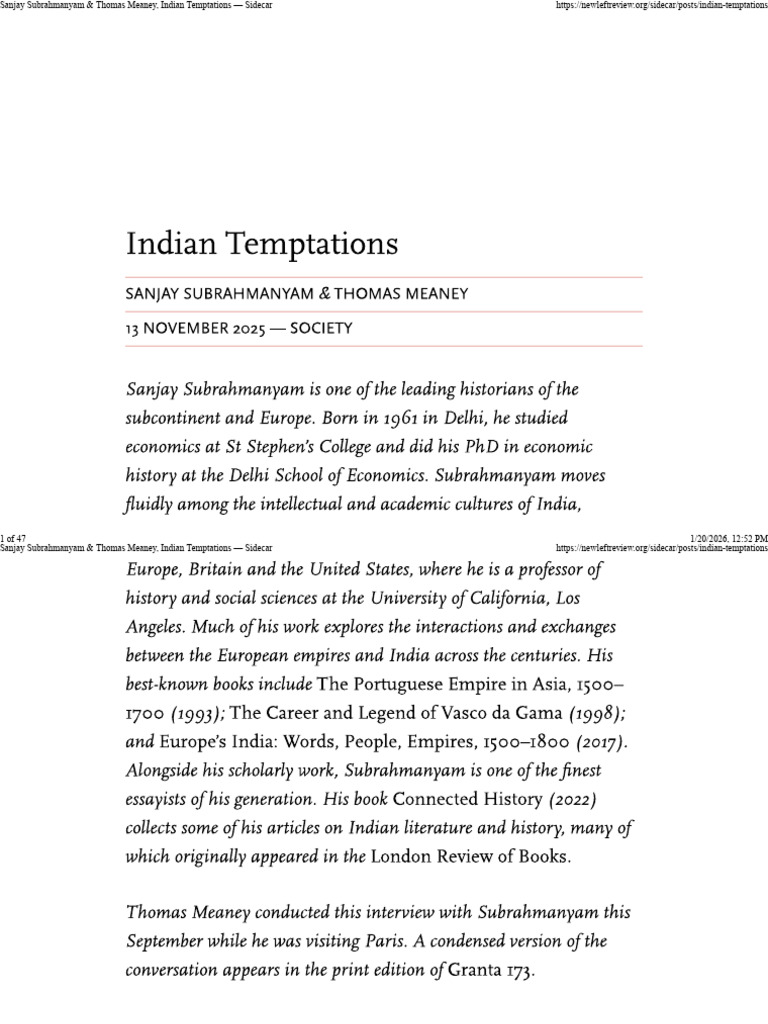 Sanjay Subramaniam Interview | PDF