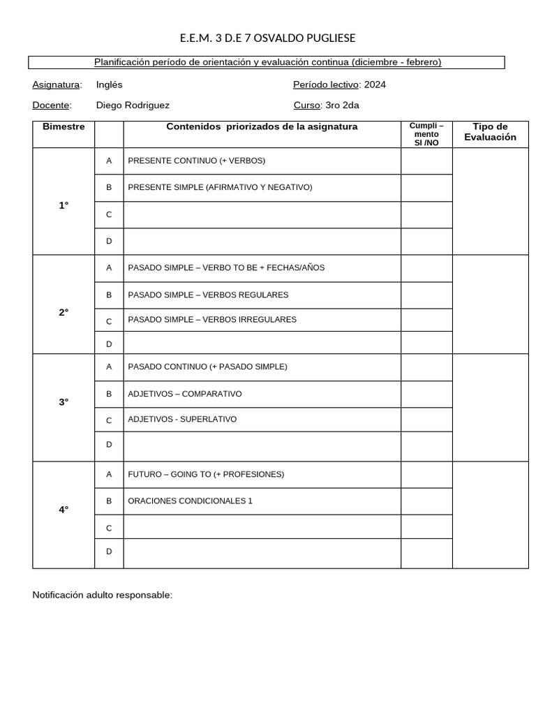 Ingles 3ro2 - Contenidos Nodales | PDF