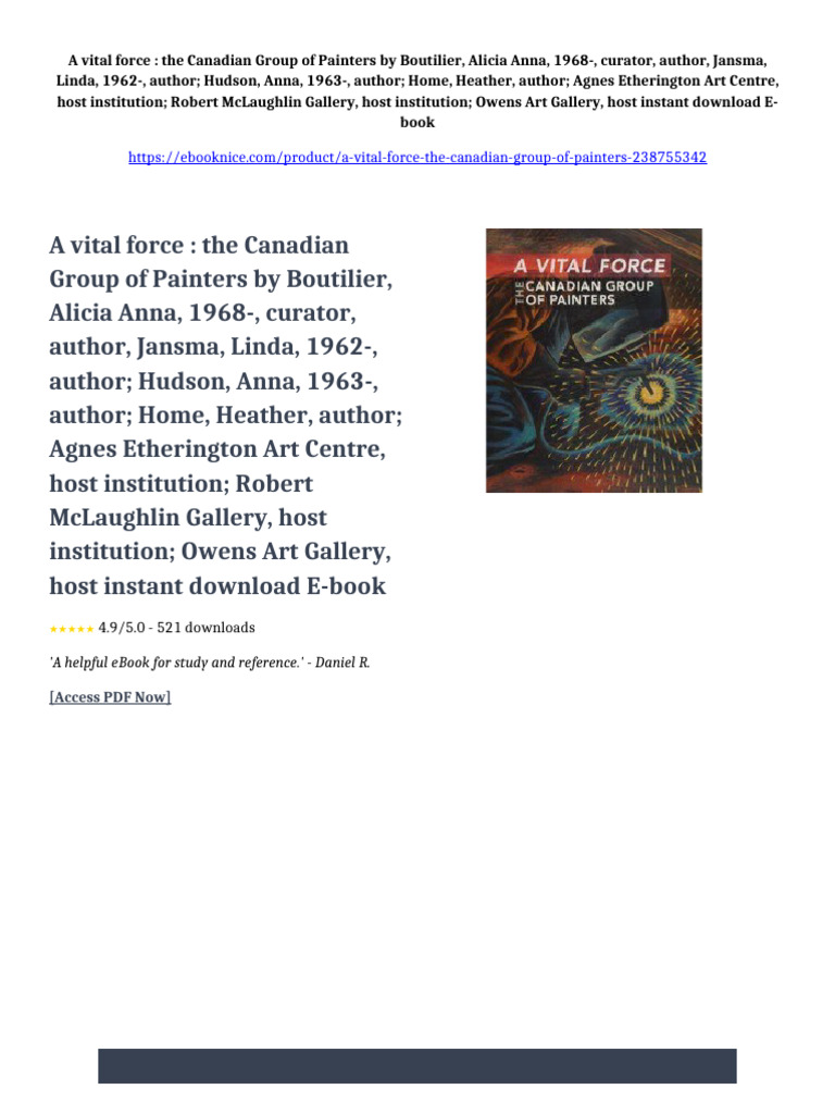 A vital force : the Canadian Group of Painters by Boutilier, Alicia ...