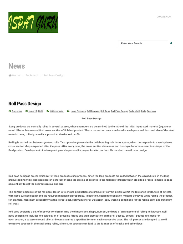 Roll Pass Design | PDF | Rolling (Metalworking) | Physical Sciences