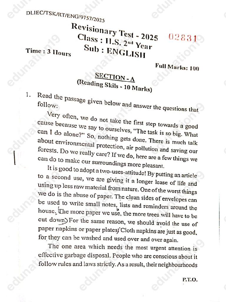 English Tinsukia District Paper | PDF