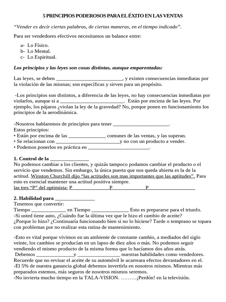 5 Principios Poderosos Para El Éxito en Las Ventas 2 | PDF