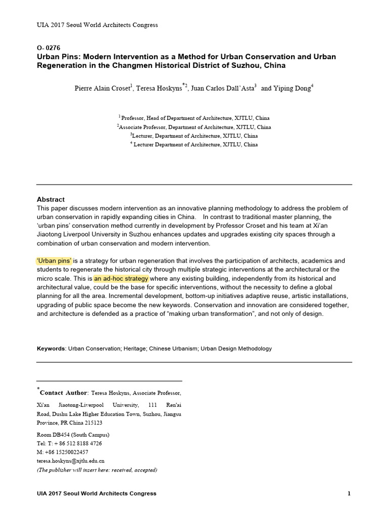 Urban Pins Modern Intervention As A Method For Urban Conservation | PDF ...