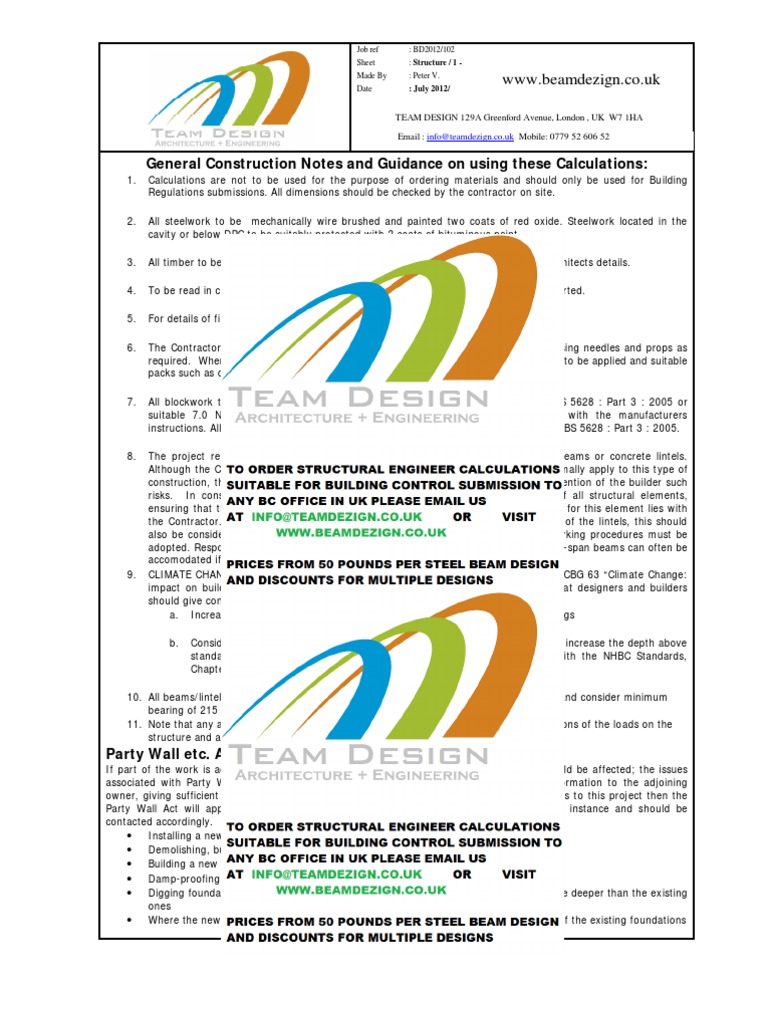 Structural Steel Beam Calculations For Loft Conversion Example | PDF ...