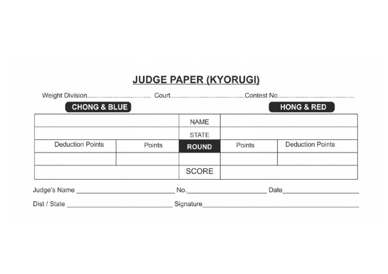 Taekwondo Kyorugi Judge Paper | PDF