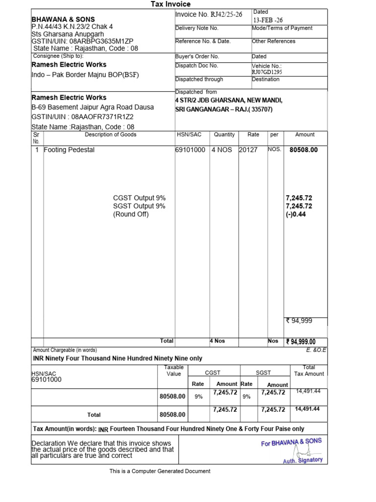 Invoice No. 42 B&S | PDF | Taxation | Economies