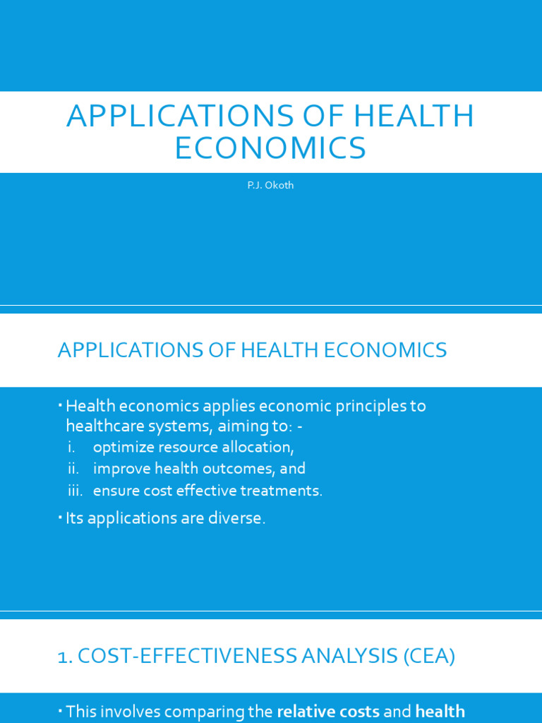 LESSON 4 - HEALTH ECON - Applications of Health Economics | PDF ...