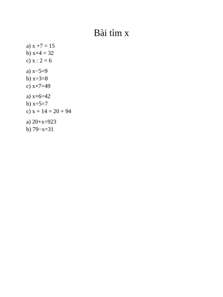 Bài Tìm X | PDF